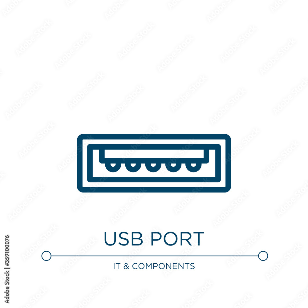 Usb port icon. Linear vector illustration from it & components ...