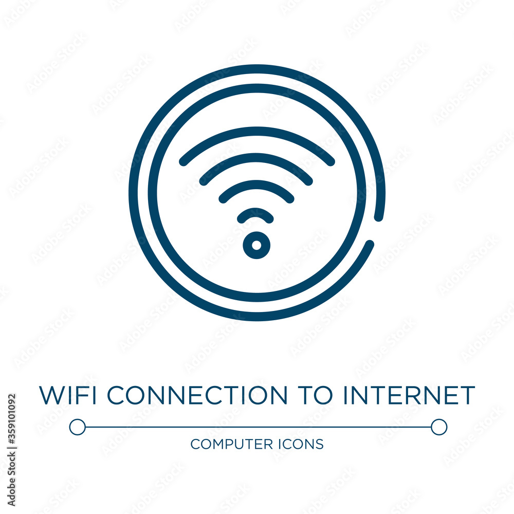 Wifi connection to internet icon. Linear vector illustration from cloud ...
