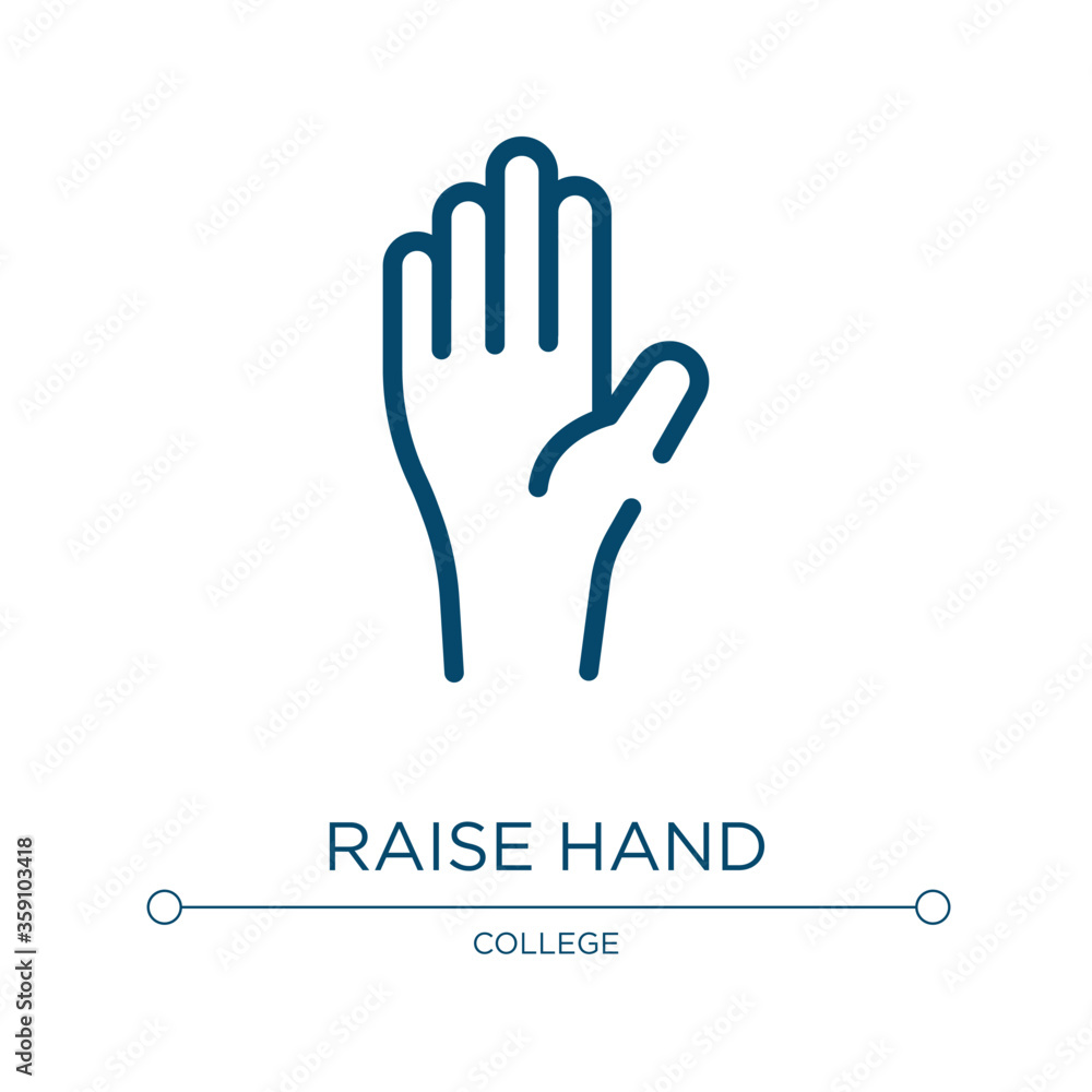 Raise hand icon. Linear vector illustration from back to school ...