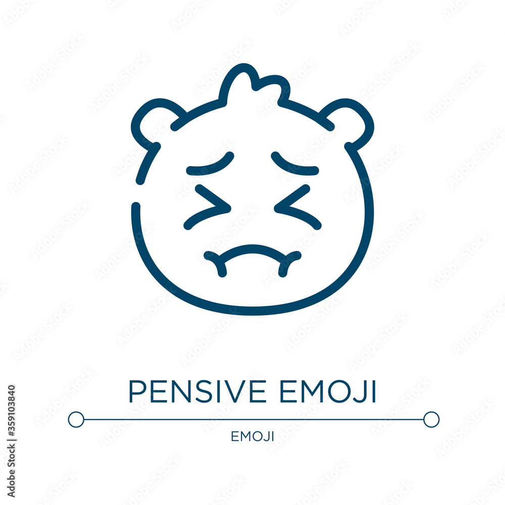 Pensive emoji icon. Linear vector illustration from emoji collection ...