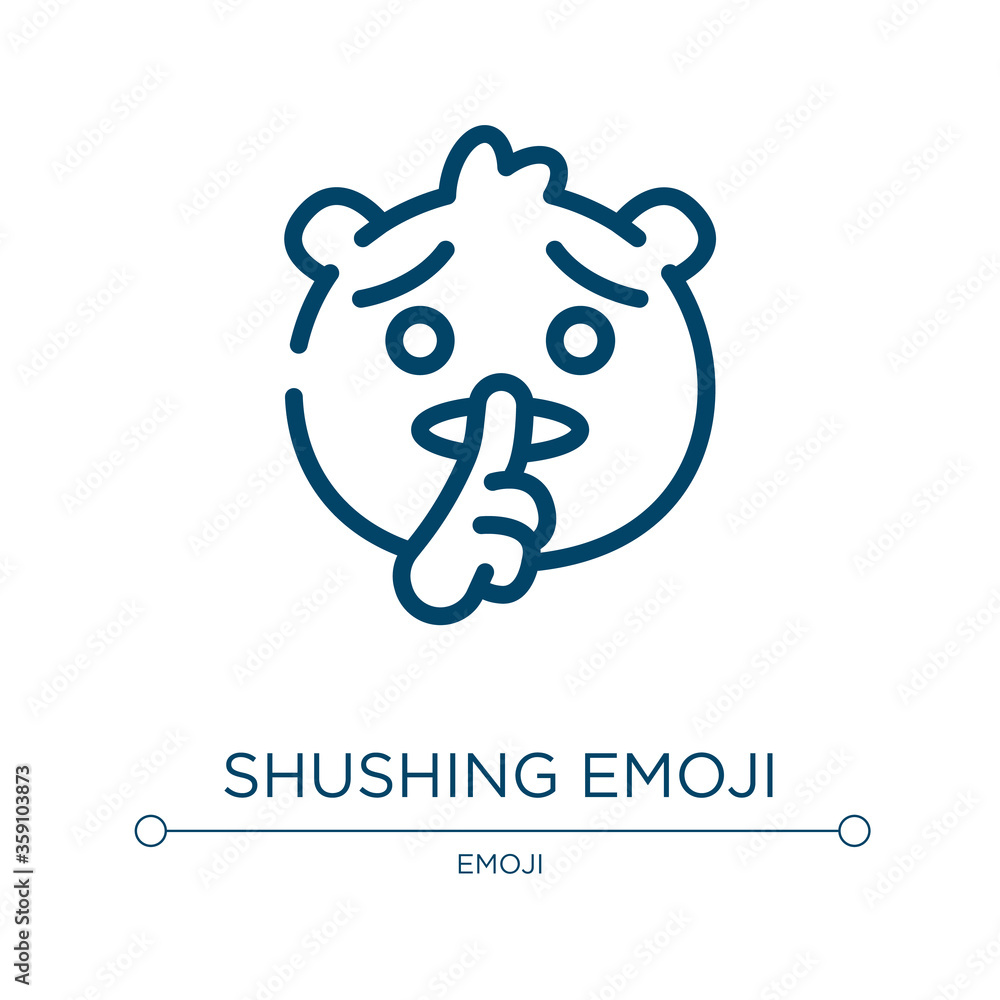 Shushing emoji icon. Linear vector illustration from emoji collection ...