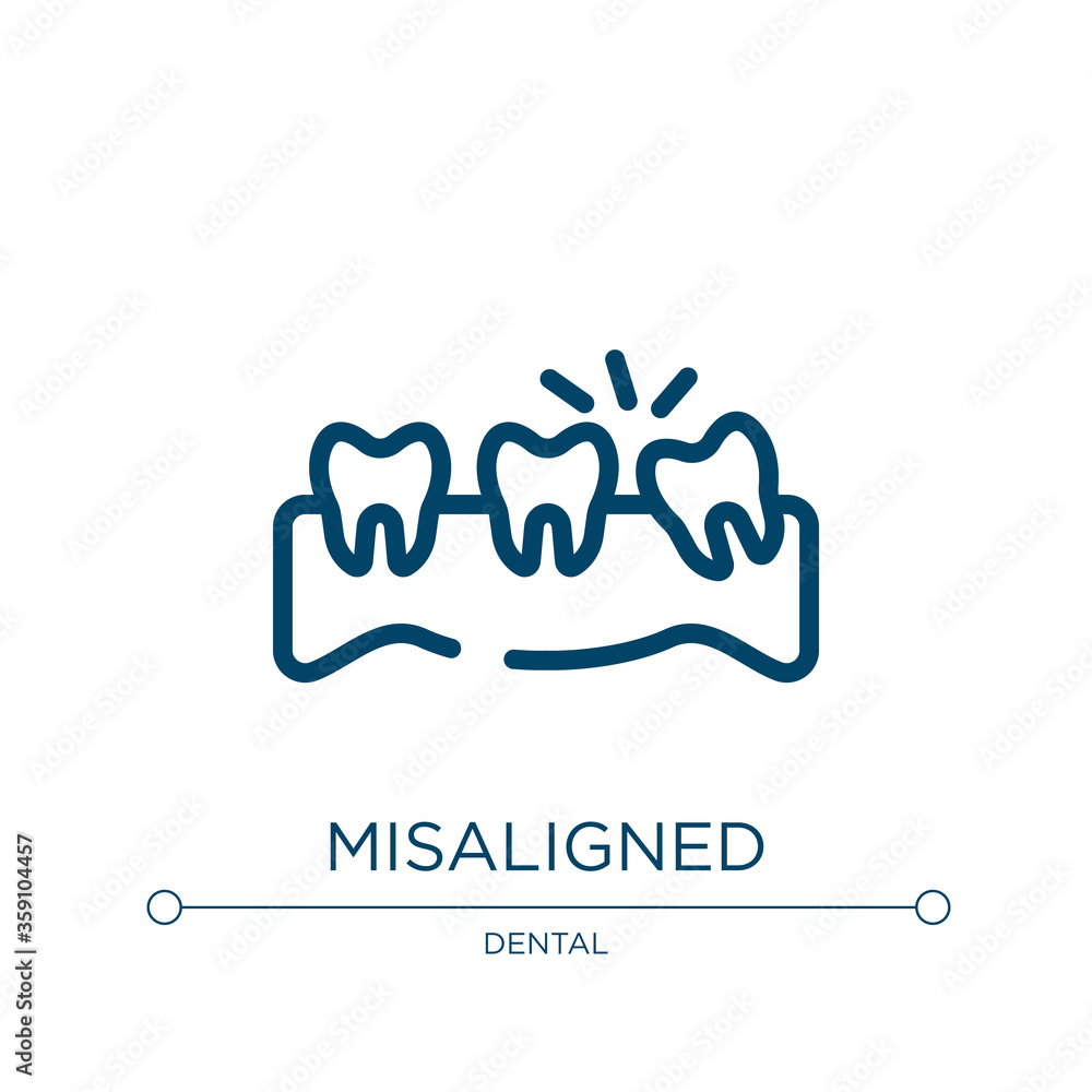 Misaligned icon. Linear vector illustration from dental collection ...