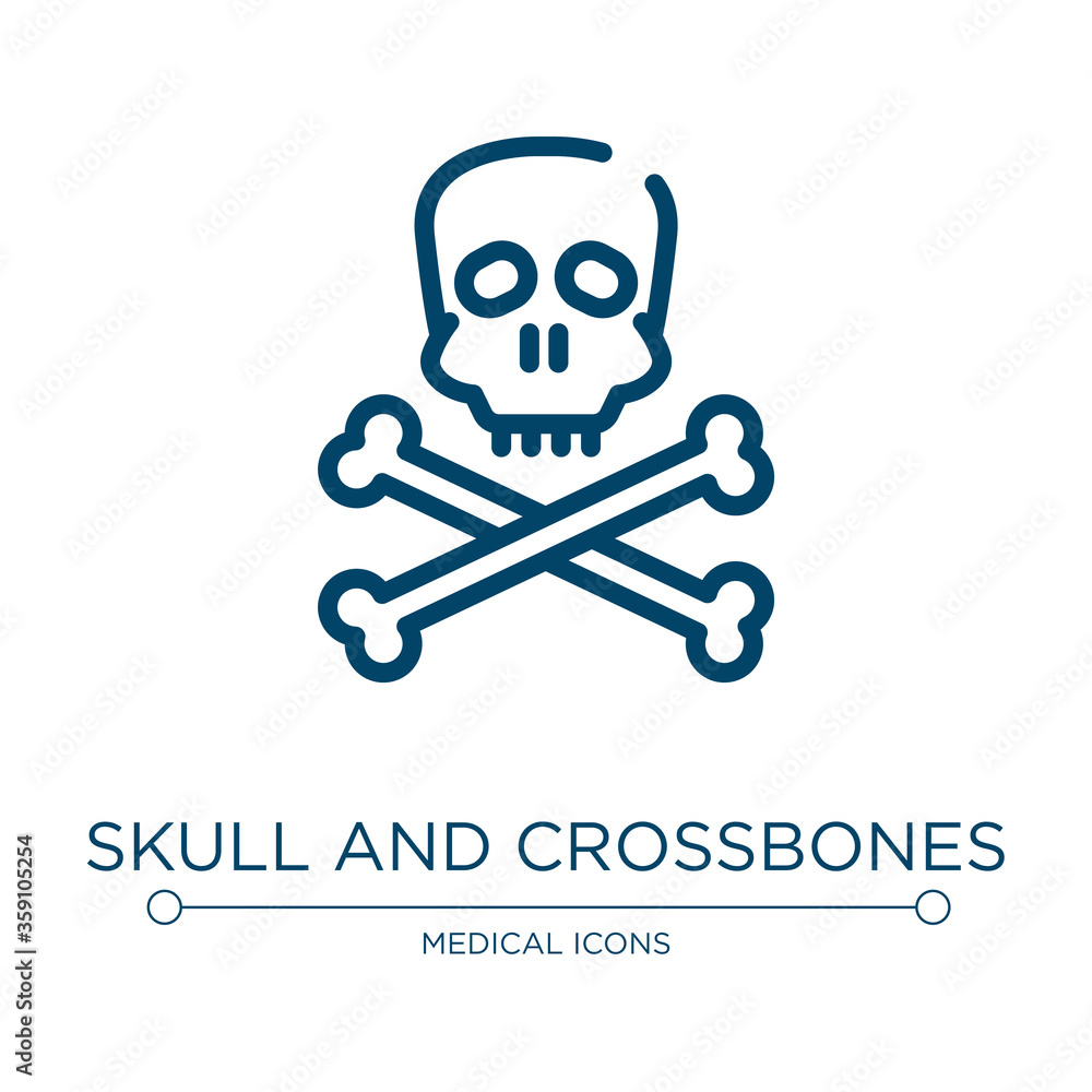 Skull and crossbones icon. Linear vector illustration from in the ...