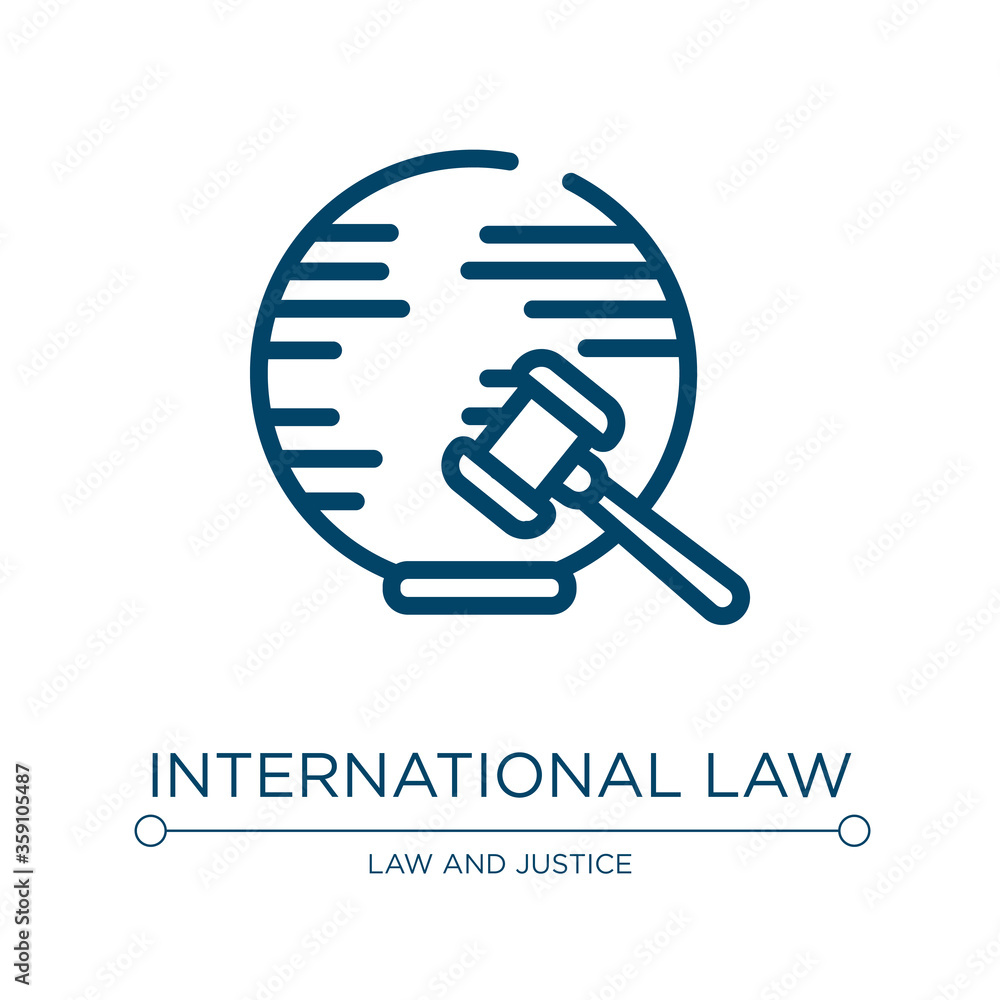 International law icon. Linear vector illustration from law and justice ...