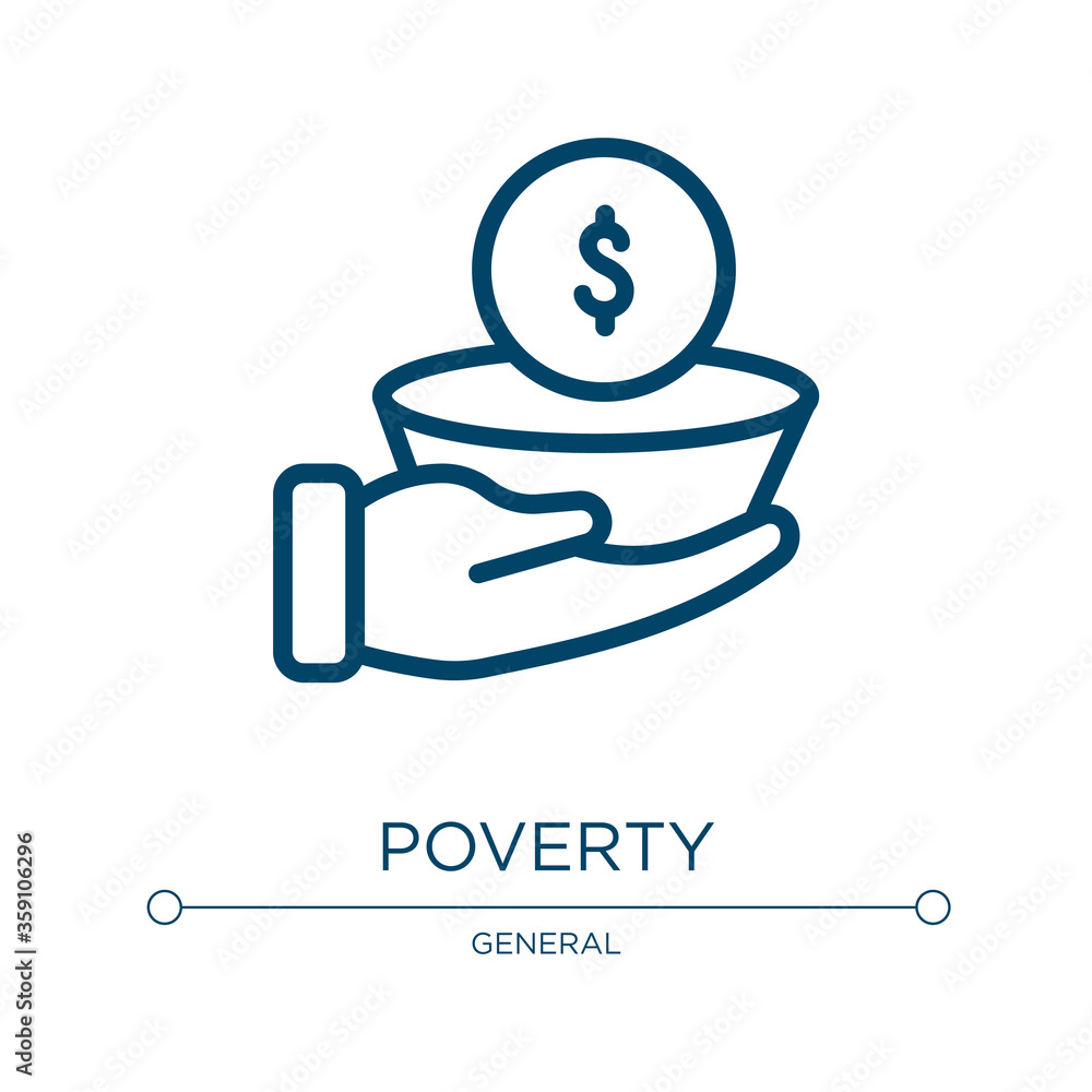 Poverty icon. Linear vector illustration from general collection ...