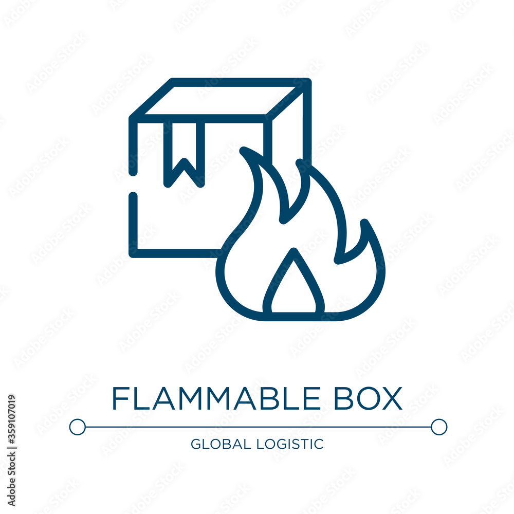 Flammable box icon. Linear vector illustration from shipping and handly ...