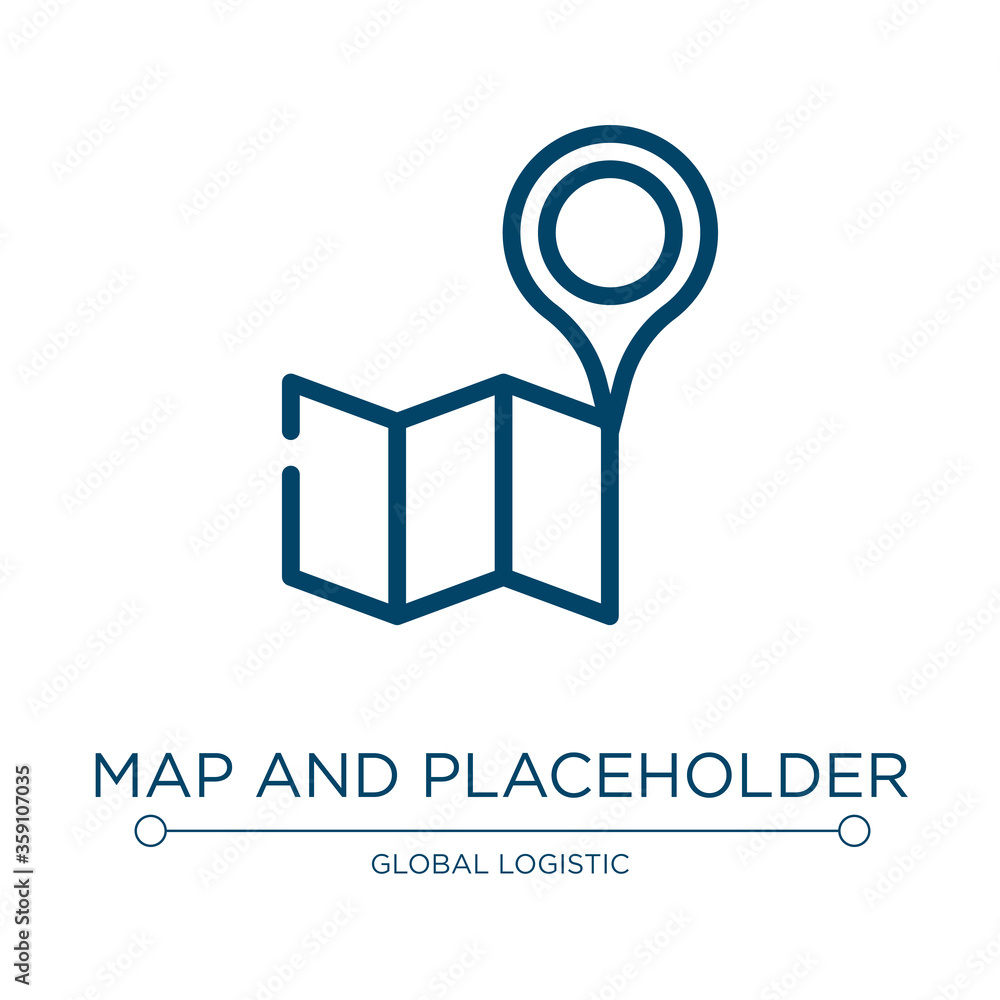 Map and placeholder icon. Linear vector illustration from shipping and ...