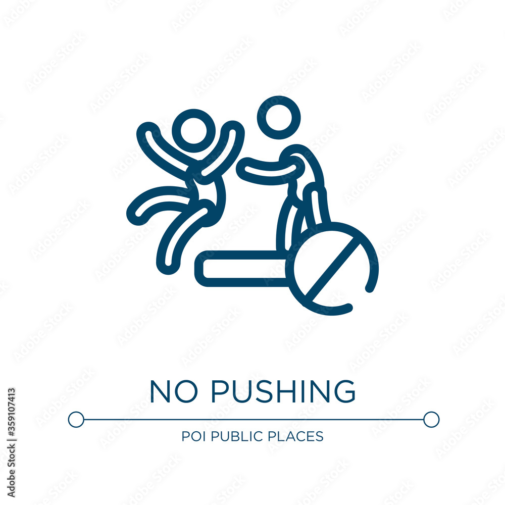 No pushing icon. Linear vector illustration from swimming pool rules ...