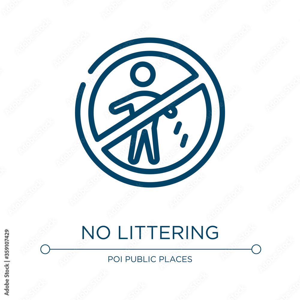 No littering icon. Linear vector illustration from swimming pool rules ...