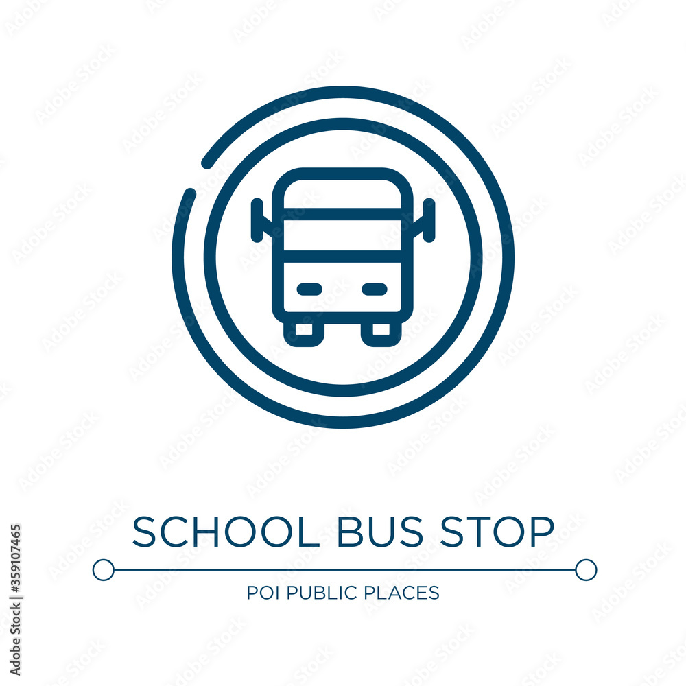 School bus stop icon. Linear vector illustration from indications ...