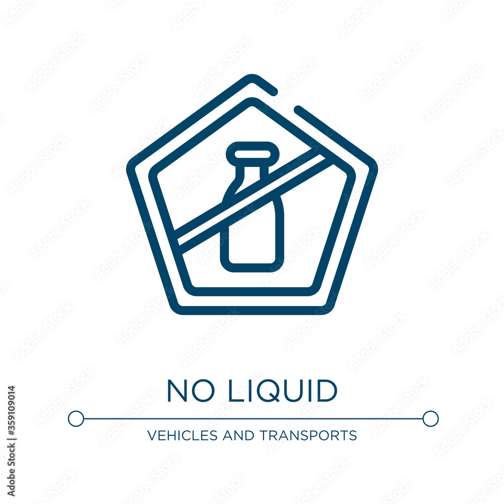 No liquid icon. Linear vector illustration from airport collection ...