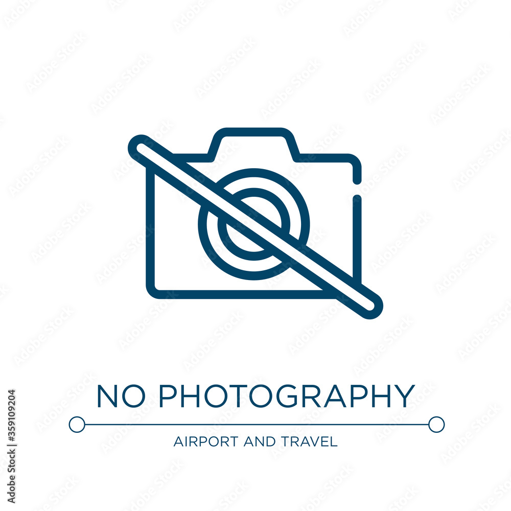 No photography icon. Linear vector illustration from in the airport ...