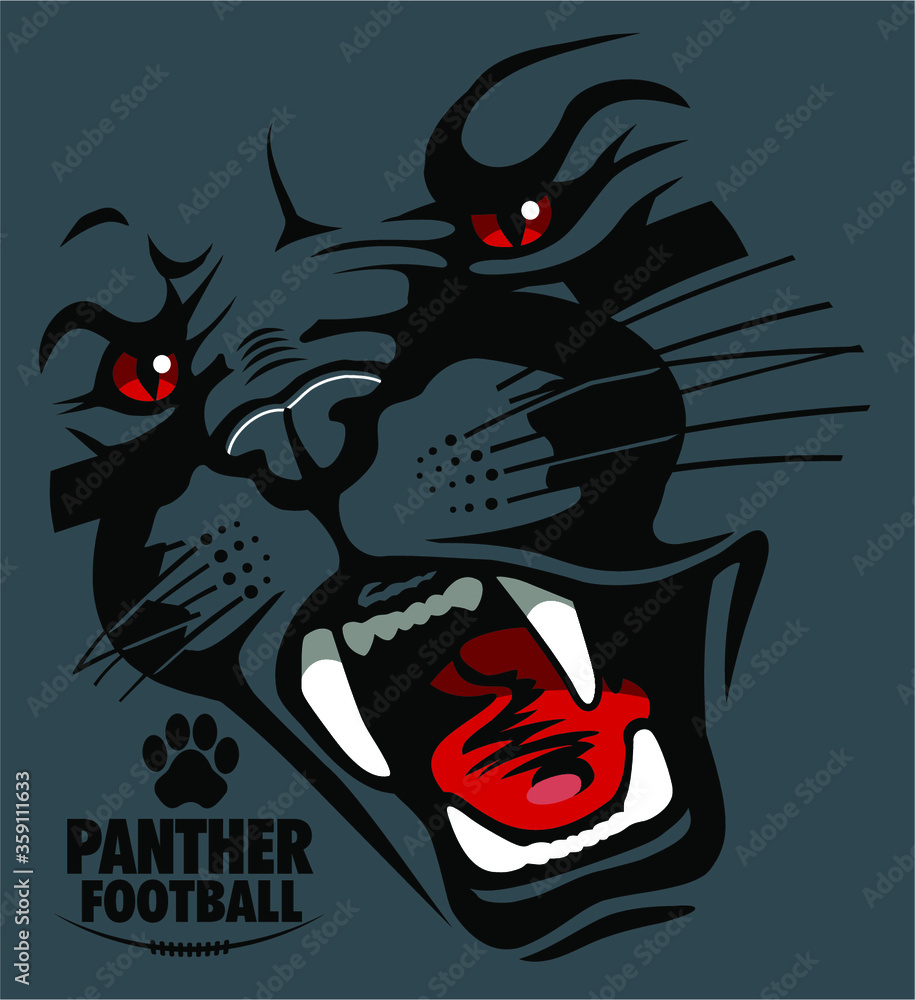 panther football team design with panther face for school, college or ...