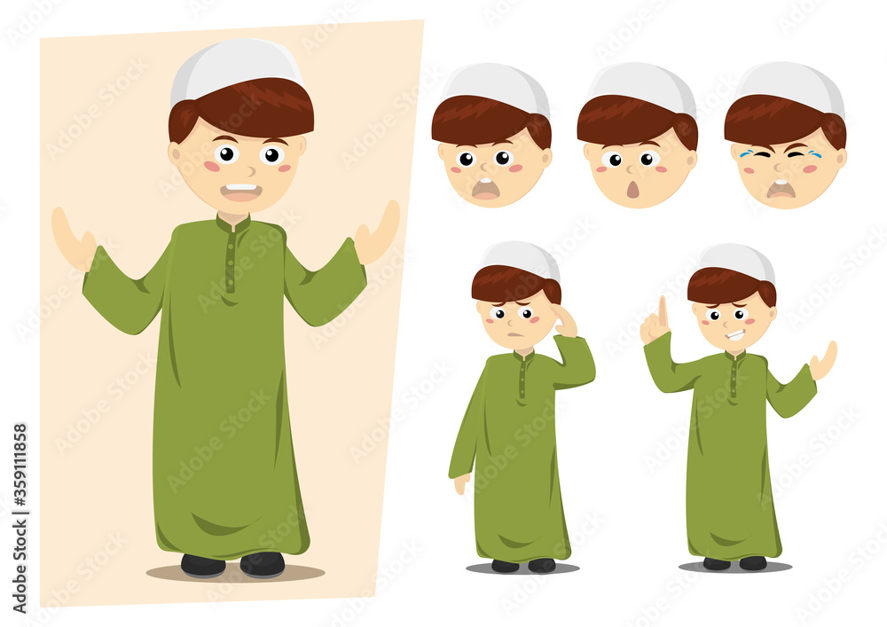 character design of Muslim little boy. Moslem child character design ...