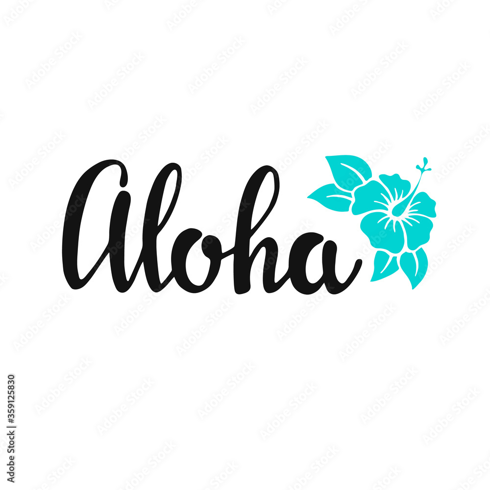 Aloha - hand written lettering. Text isolated on white background with ...