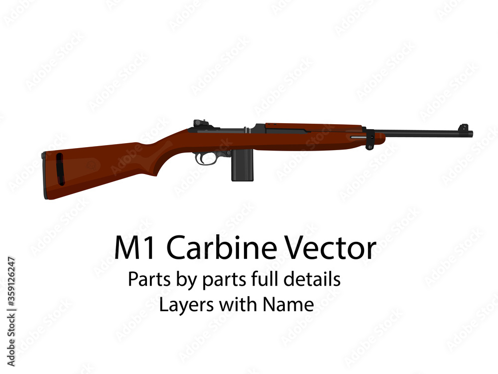 American WW2 carbine gun | WW2 Rifles | vector parts by parts with ...