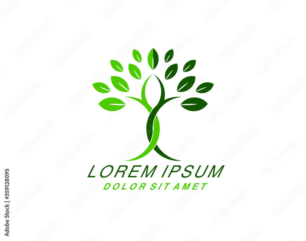wellness logo with modern abstract tree concept, vector illustrations ...
