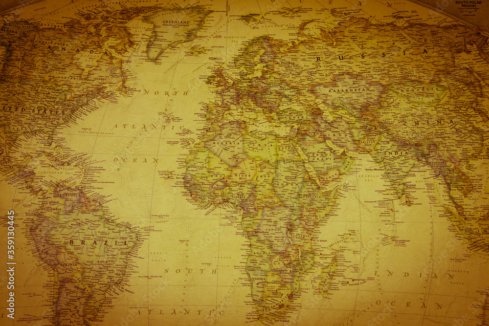 Vintage map of the world. Top view Stock Photo | Adobe Stock
