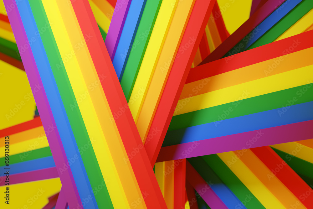 3D illustration of the stripes LGBT community flag. The concept of LGBT ...