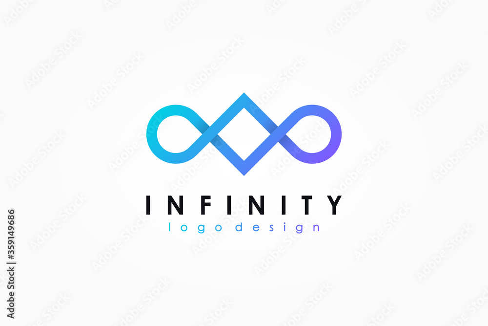 Infinity Logo. Blue and Purple Geometric Square and Circle Line Style ...