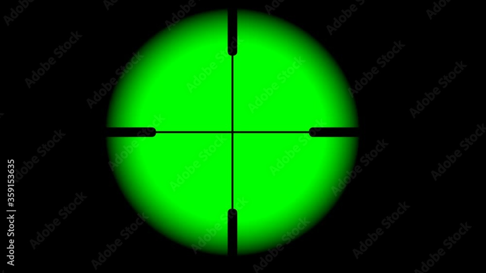 The rifle tracking optical sight is isolated on a green background ...