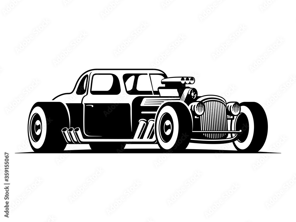 Hot rod classics musclecar vintage car vector illustration Stock Vector ...