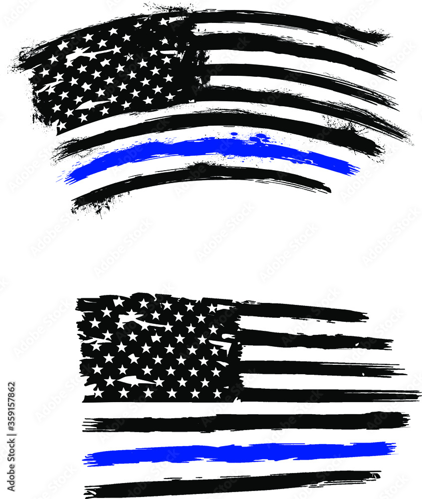 Thin blue line US flag. Flag with Police Blue Line - Distressed ...