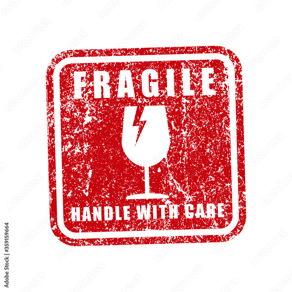 Fragile sticker icon symbol. Handle with care logo sign. Vector illustration image. Isolated on ...
