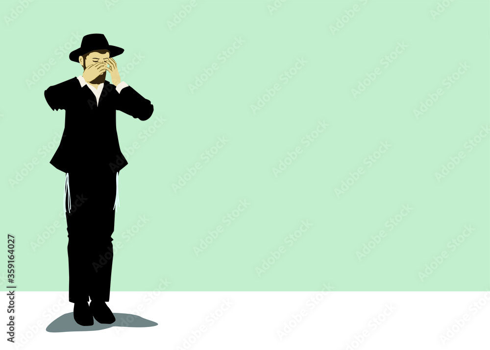 Vector drawing of a chassid. Religious orthodox Jew. Torah observant ...