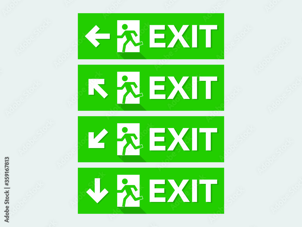 Green emergency exit sign. Fire Exit sign, emergency door symbol ... Green emergency exit sign. Fire Exit sign, emergency door symbol ...