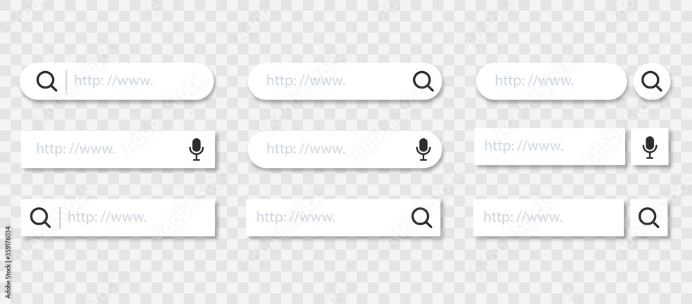 Set of search button. UI elements on transparent background. Vector ...
