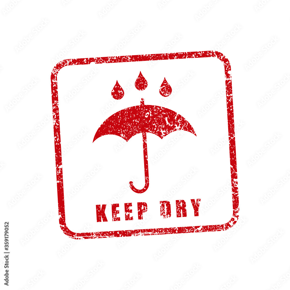 Keep dry packaging sticker icon symbol. Handle with care stamp logo ...