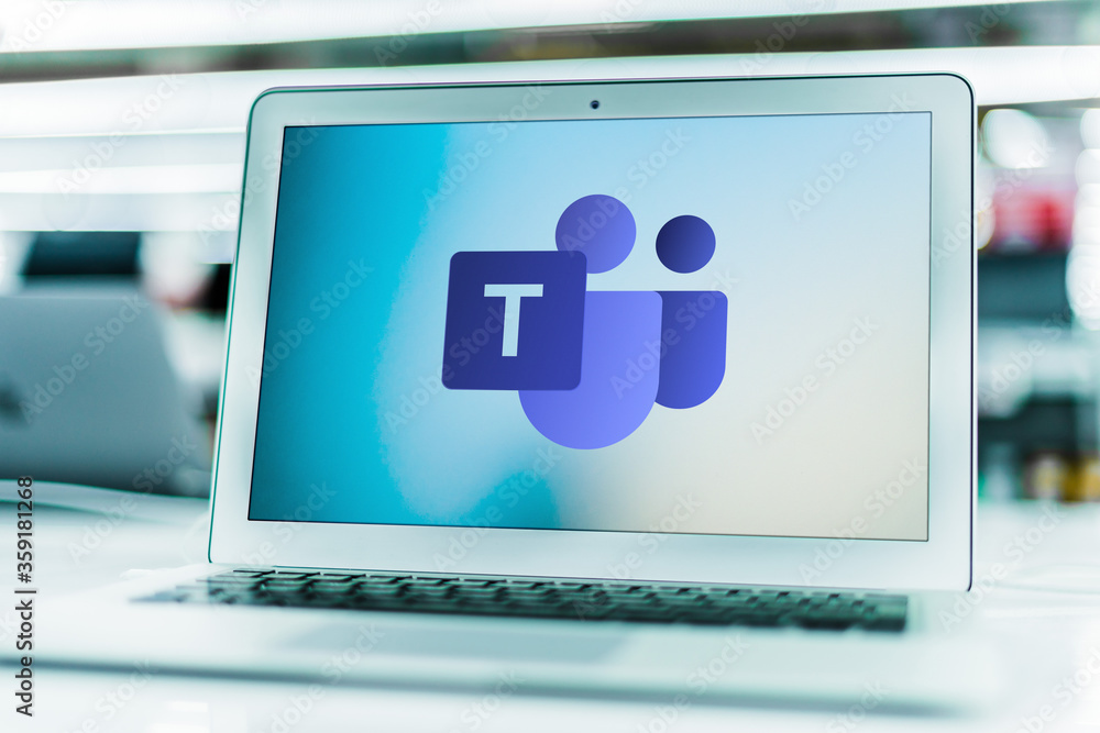 Laptop computer displaying logo of Microsoft Teams Photos | Adobe Stock