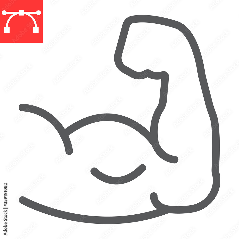 Arm muscle line icon, fitness and bodybuilder, biceps sign vector ...