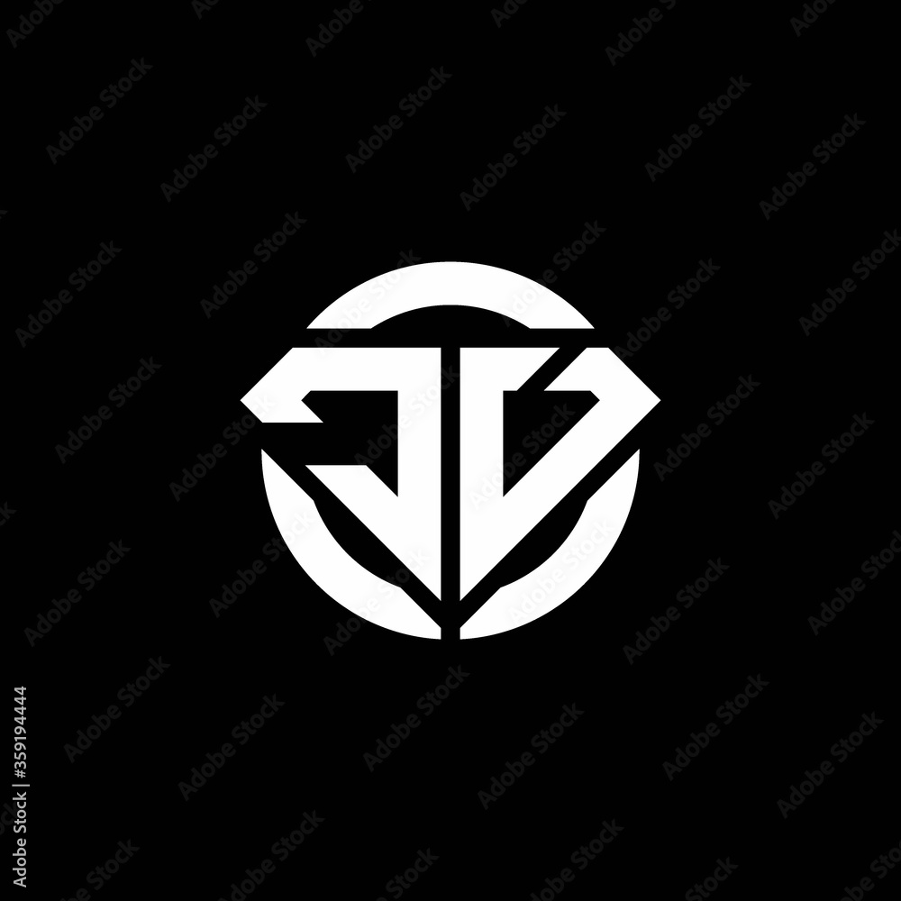 JV monogram logo with diamond shape and ring circle rounded Stock ...