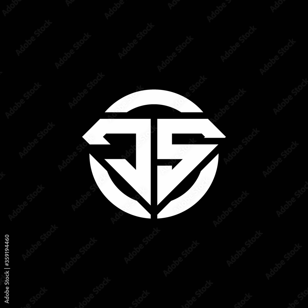 JS monogram logo with diamond shape and ring circle rounded Stock ...