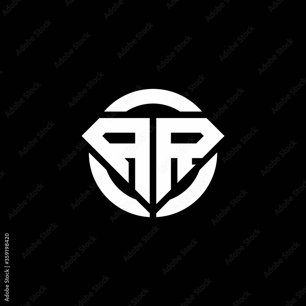 AR monogram logo with diamond shape and ring circle rounded Stock ...