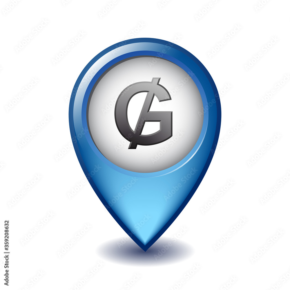 Paraguayan guarani currency symbol on Mapping Marker vector icon. Stock ...