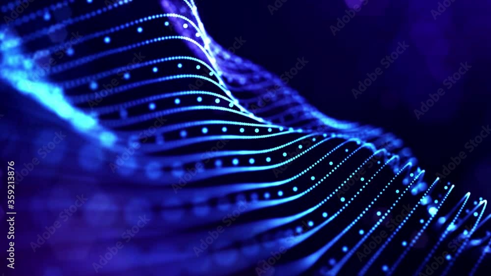 4k looped sci-fi particle background with bokeh and light effects. Glow ...