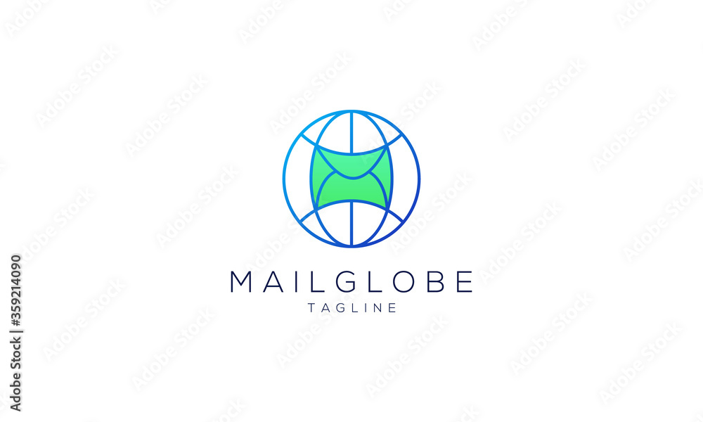 Mail logo with earth icon, world mail logo for any mail service ...