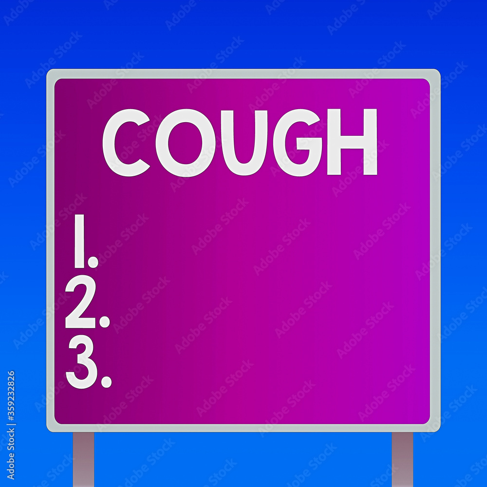 Conceptual hand writing showing Cough. Concept meaning sudden expulsion ...