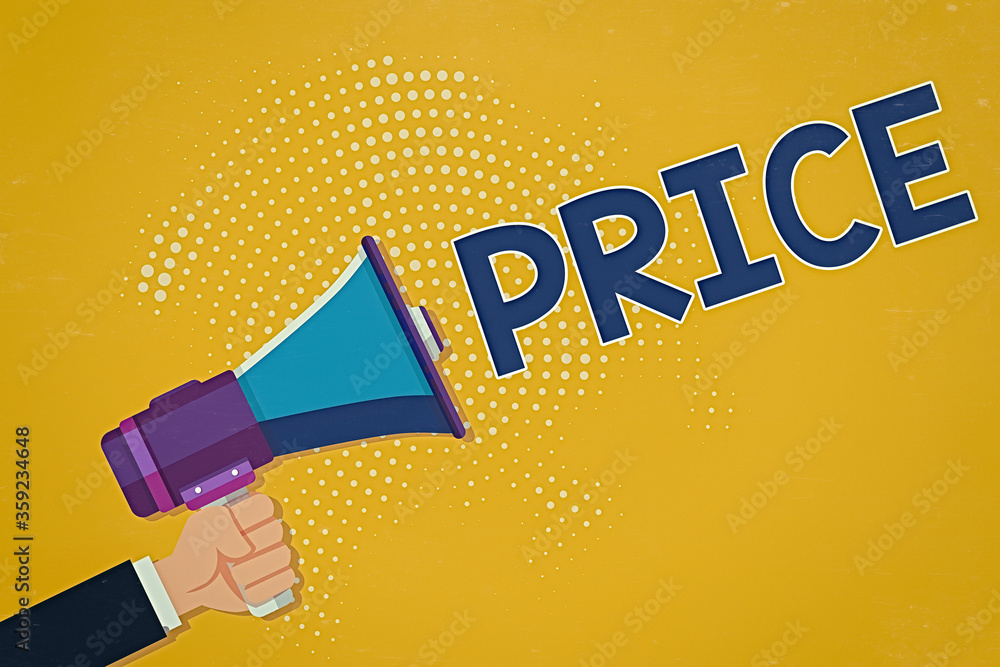 Conceptual hand writing showing Price. Concept meaning sum of values ...