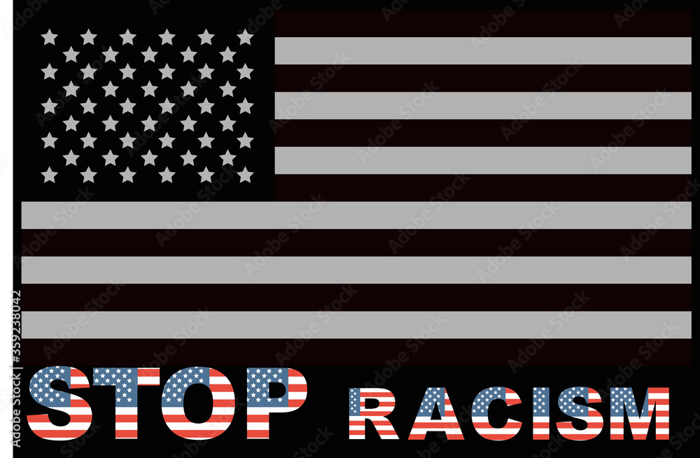 Fist with Stop Racism text calligraphy vector. Texts depict American ...