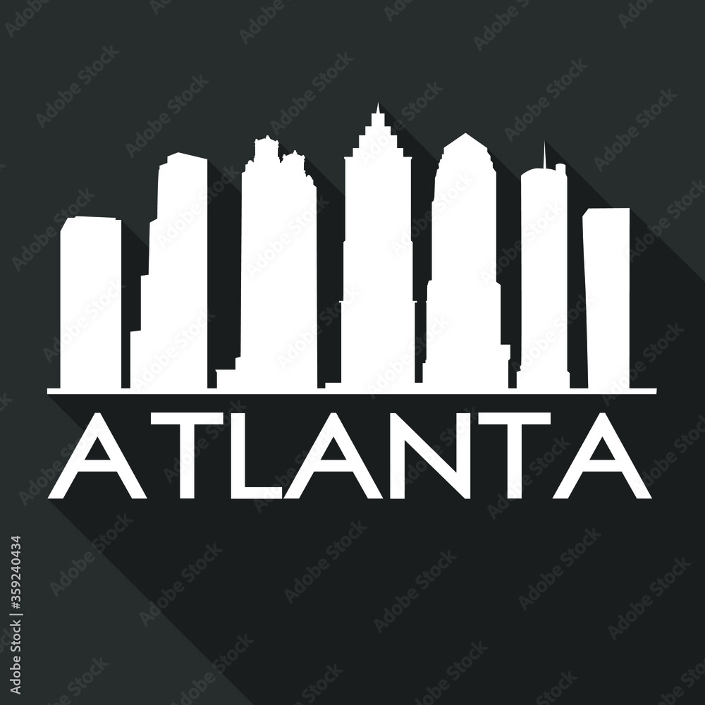 Atlanta Flat Icon Skyline Silhouette Design City Vector Art Famous ...