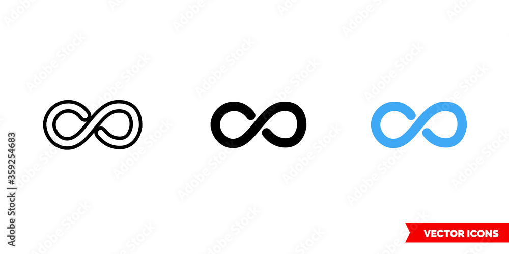 Infinite icon of 3 types. Isolated vector sign symbol. Stock Vector ...
