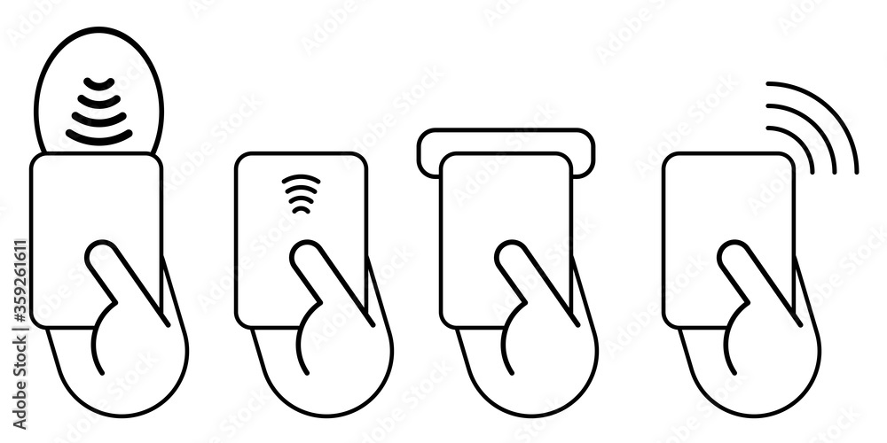 nfc card icon vector contactless payment. pay cshless logo. tap pass ...