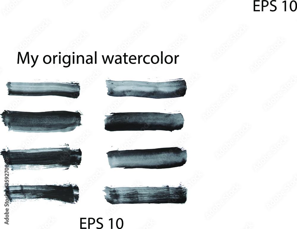 Watercolor brush strokes isolated on transparent background. Watercolor ...