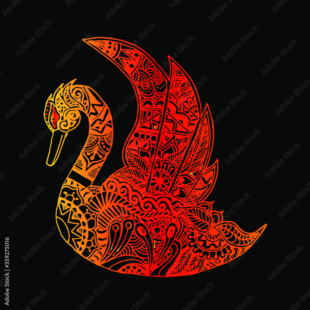 Zentangle stylized swan. Vector illustration for print and tattoo ...