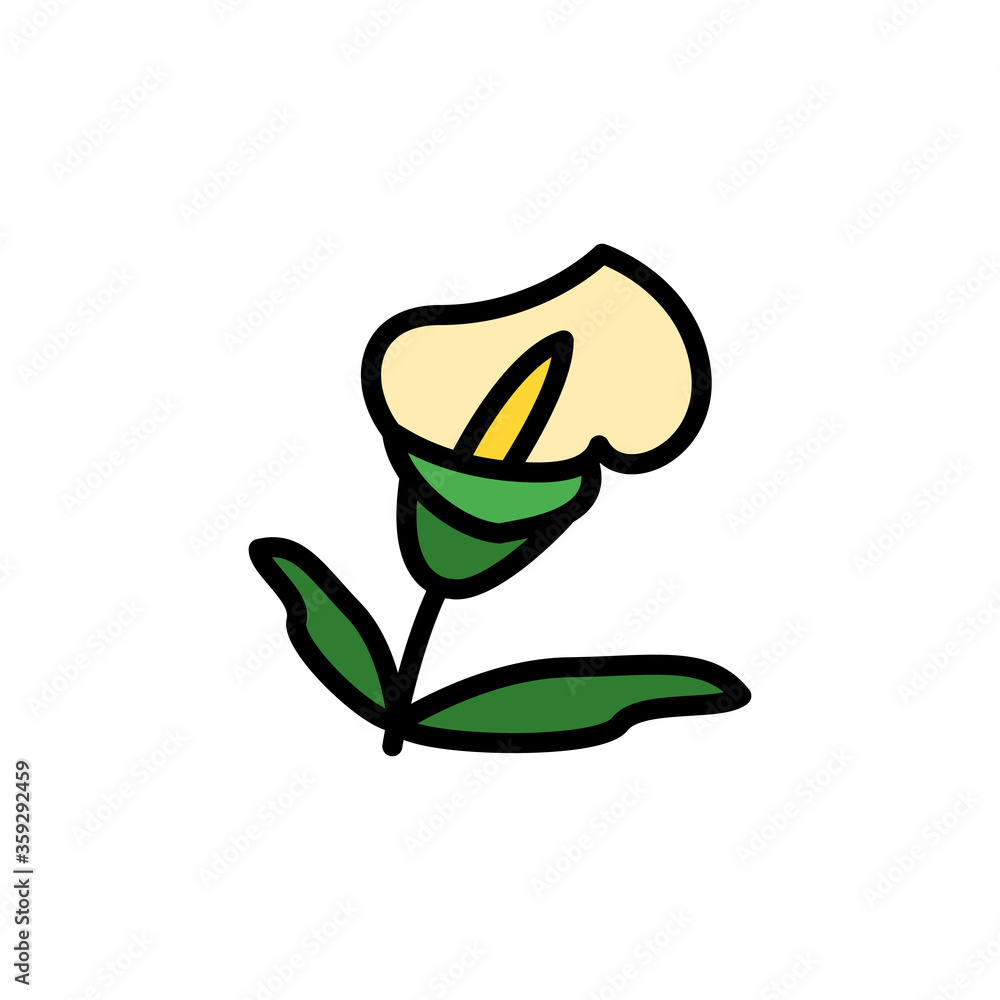 Calla flower icon. Simple color with outline vector elements of healing ...