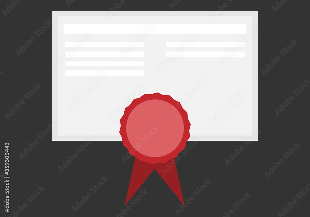 Icono de un diploma con sello rojo. Stock Vector | Adobe Stock